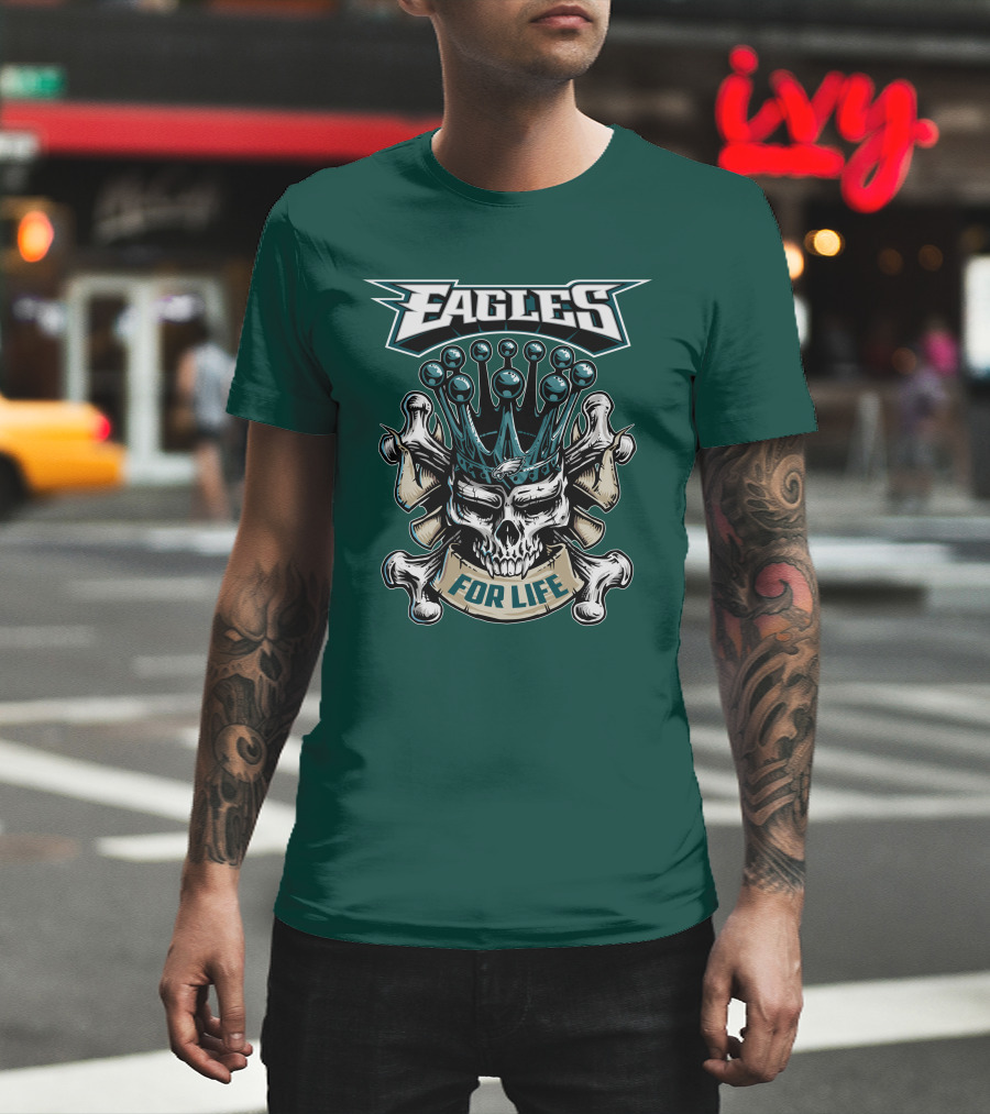 Eagles Skull King For Life Philadelphia Fan Dominion T-Shirt