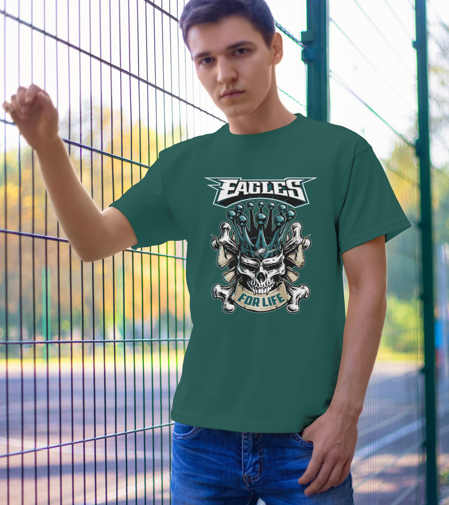 Eagles Skull King For Life Philadelphia Fan Dominion T-Shirt