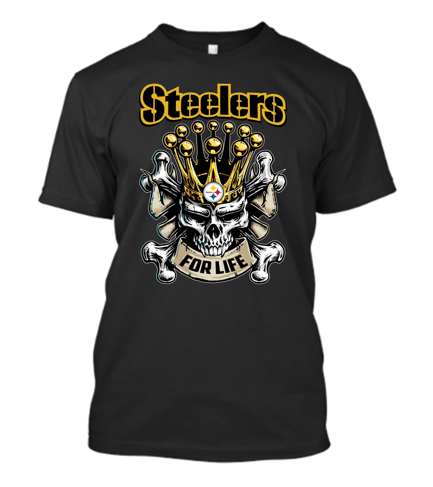 Steelers Skull King Crown For Life T-Shirt