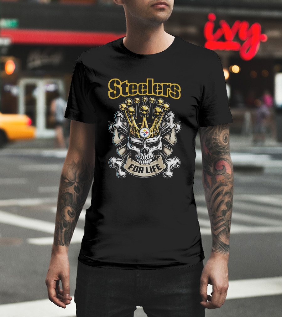 Steelers Skull King Crown For Life T-Shirt