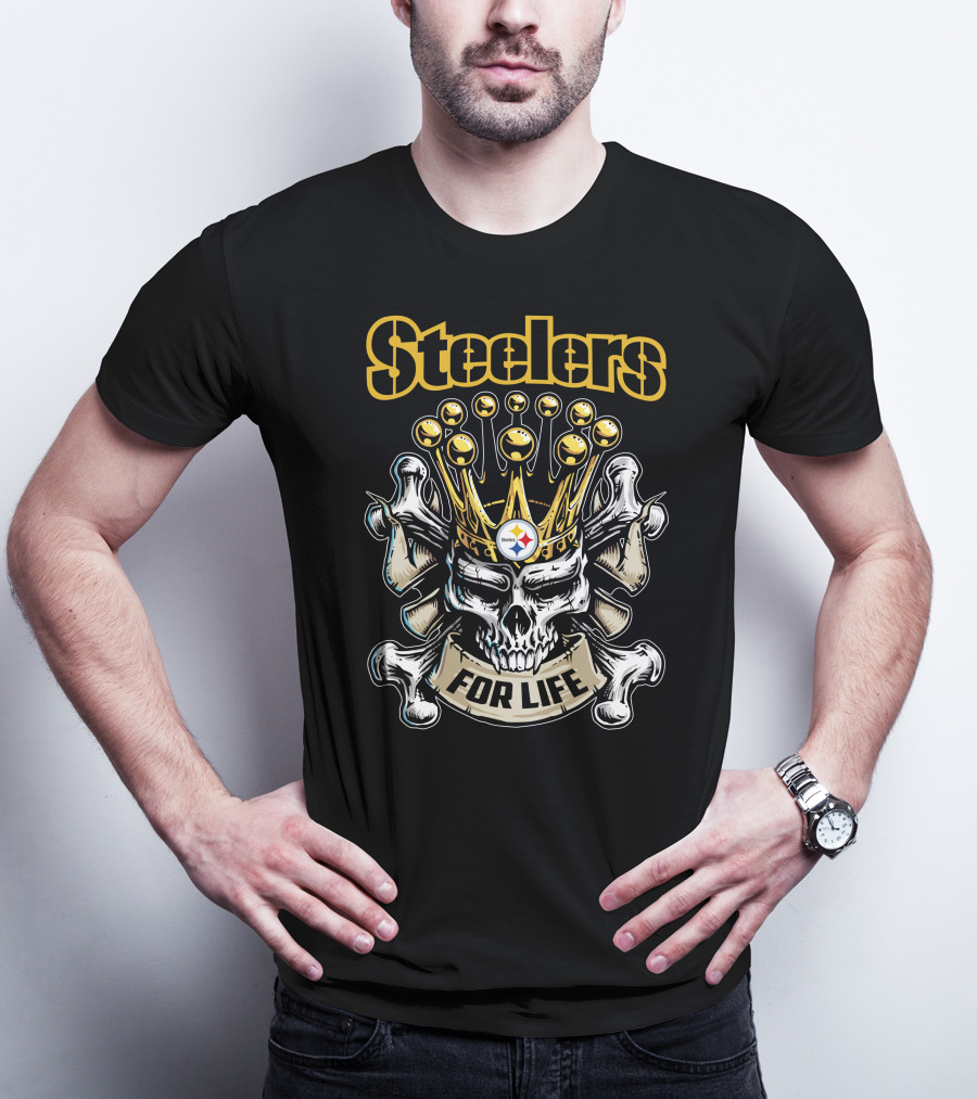 Steelers Skull King Crown For Life T-Shirt