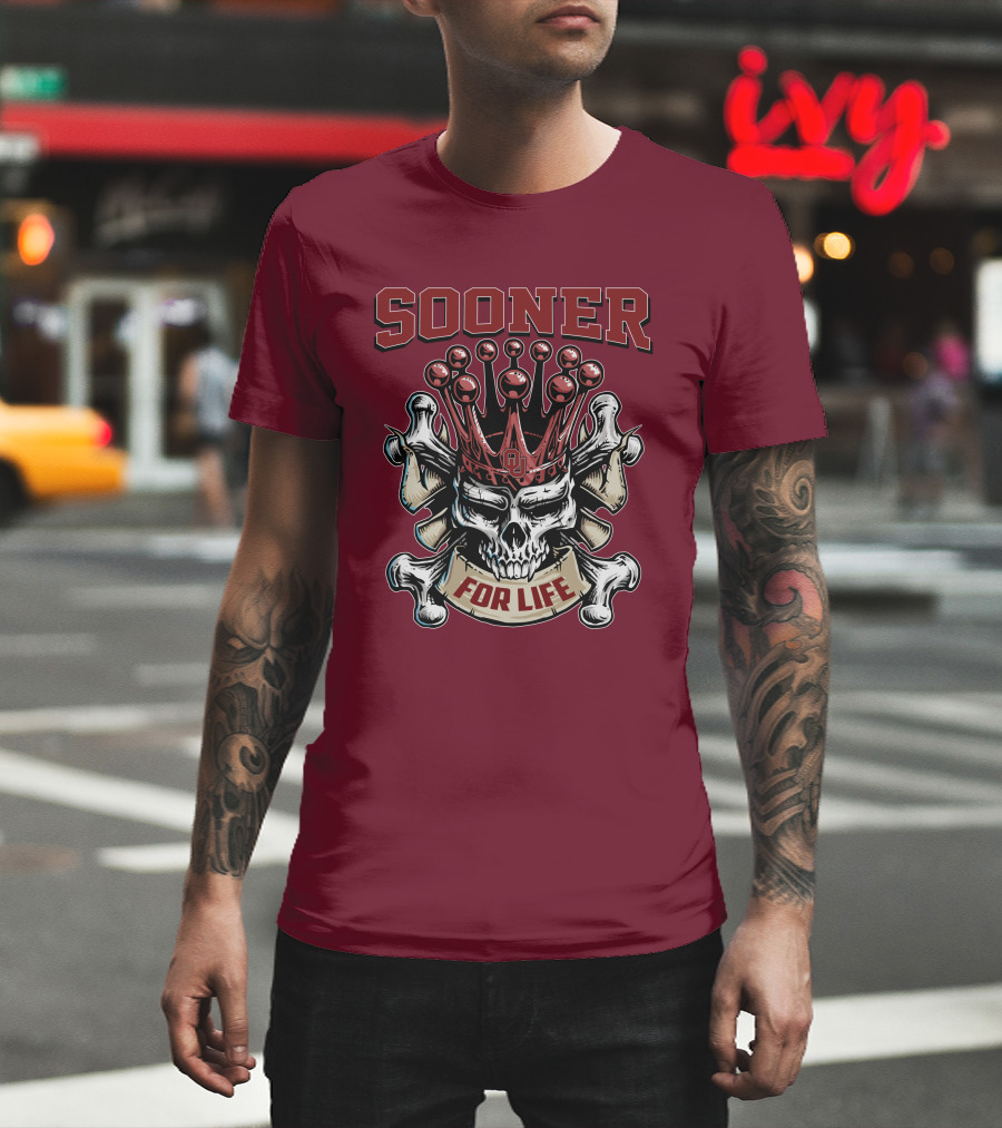 Sooner Skull King Ou Crown For Life T-Shirt