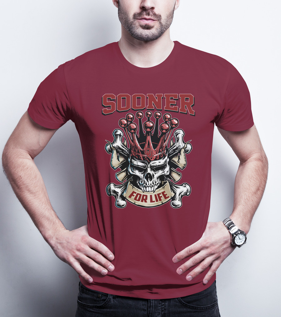 Sooner Skull King Ou Crown For Life T-Shirt