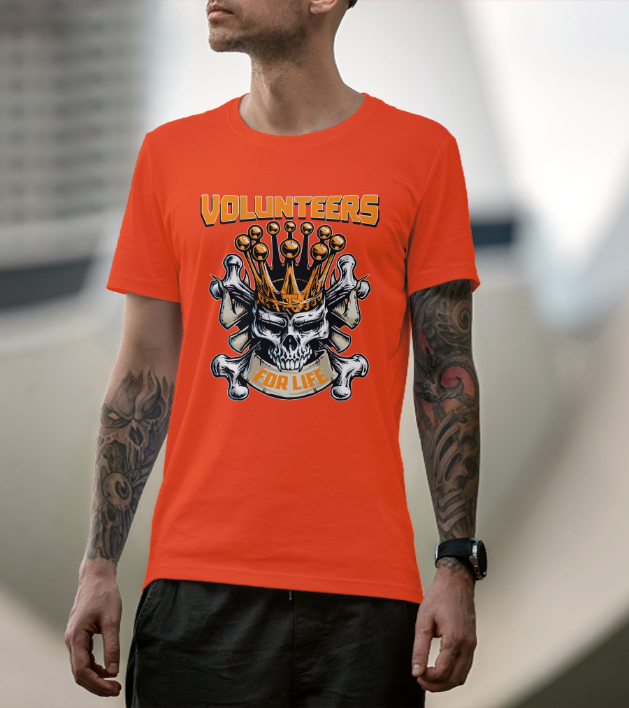 Volunteers Skull King Crown Tennessee For Life T-Shirt