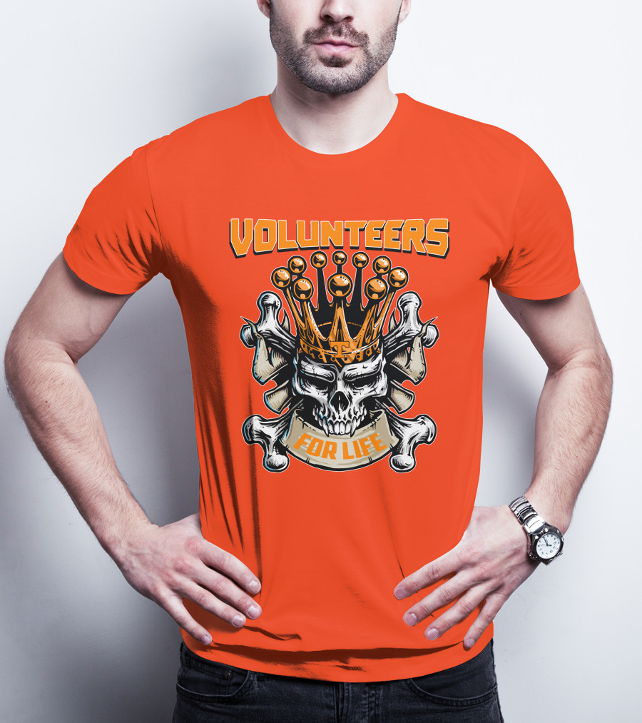 Volunteers Skull King Crown Tennessee For Life T-Shirt