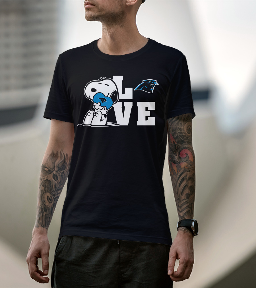 Snoopy Love Carolina Panthers Heart T-Shirt