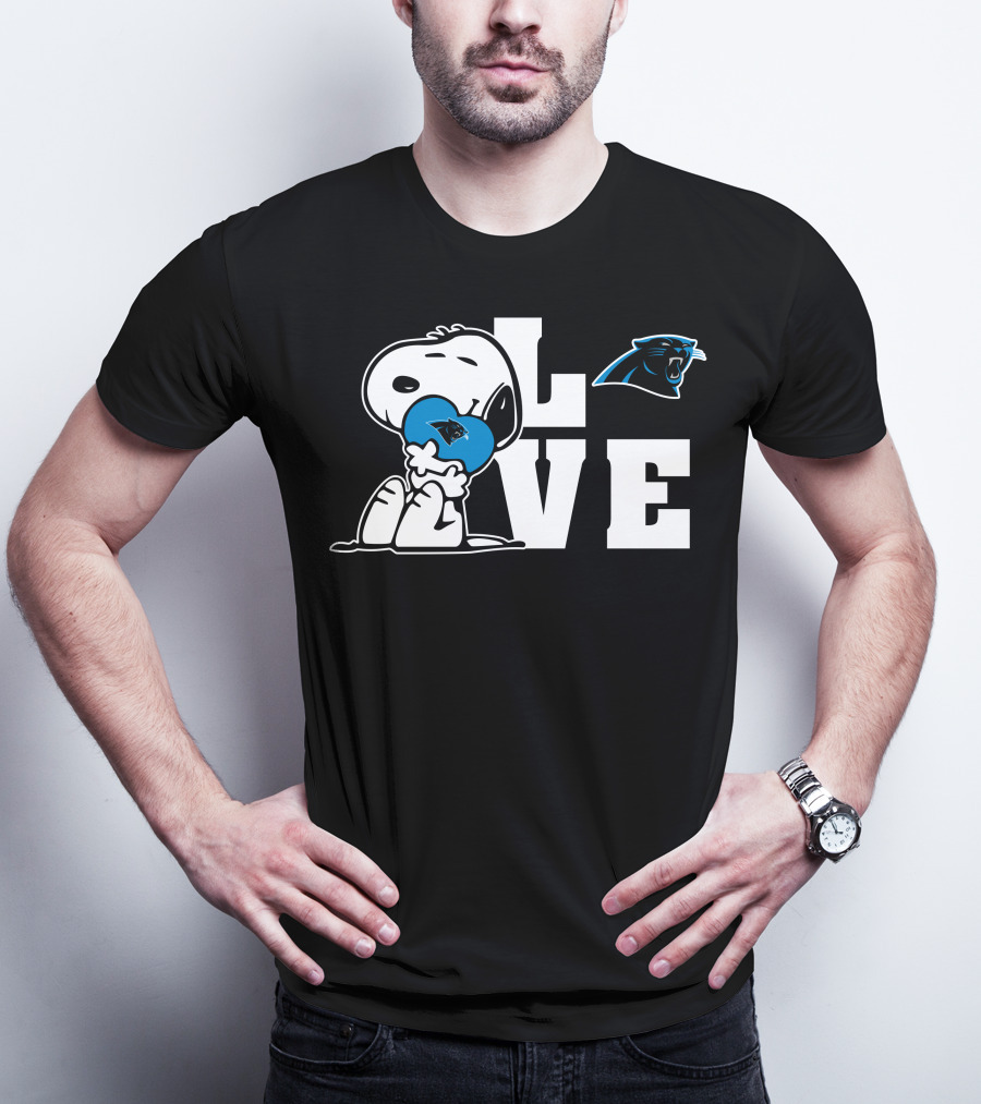 Snoopy Love Carolina Panthers Heart T-Shirt