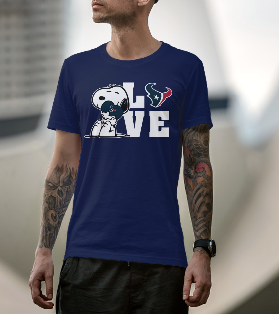 Snoopy Hugging Love Houston Texans T-Shirt