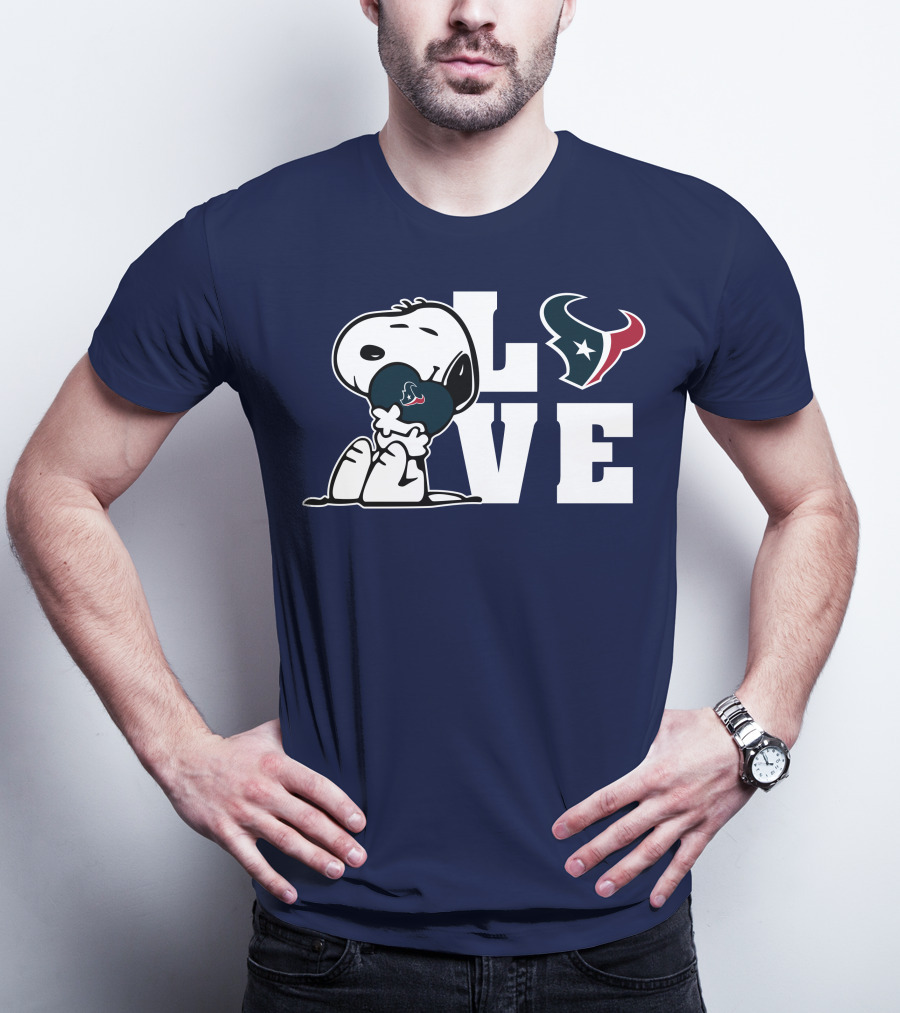 Snoopy Hugging Love Houston Texans T-Shirt