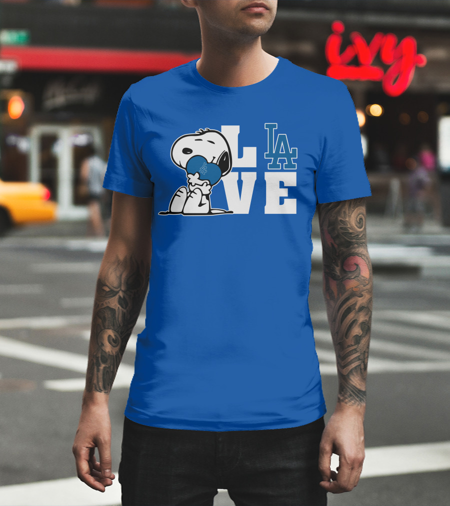 Snoopy Love La Dodgers Peanuts Mlb Collaboration T-Shirt