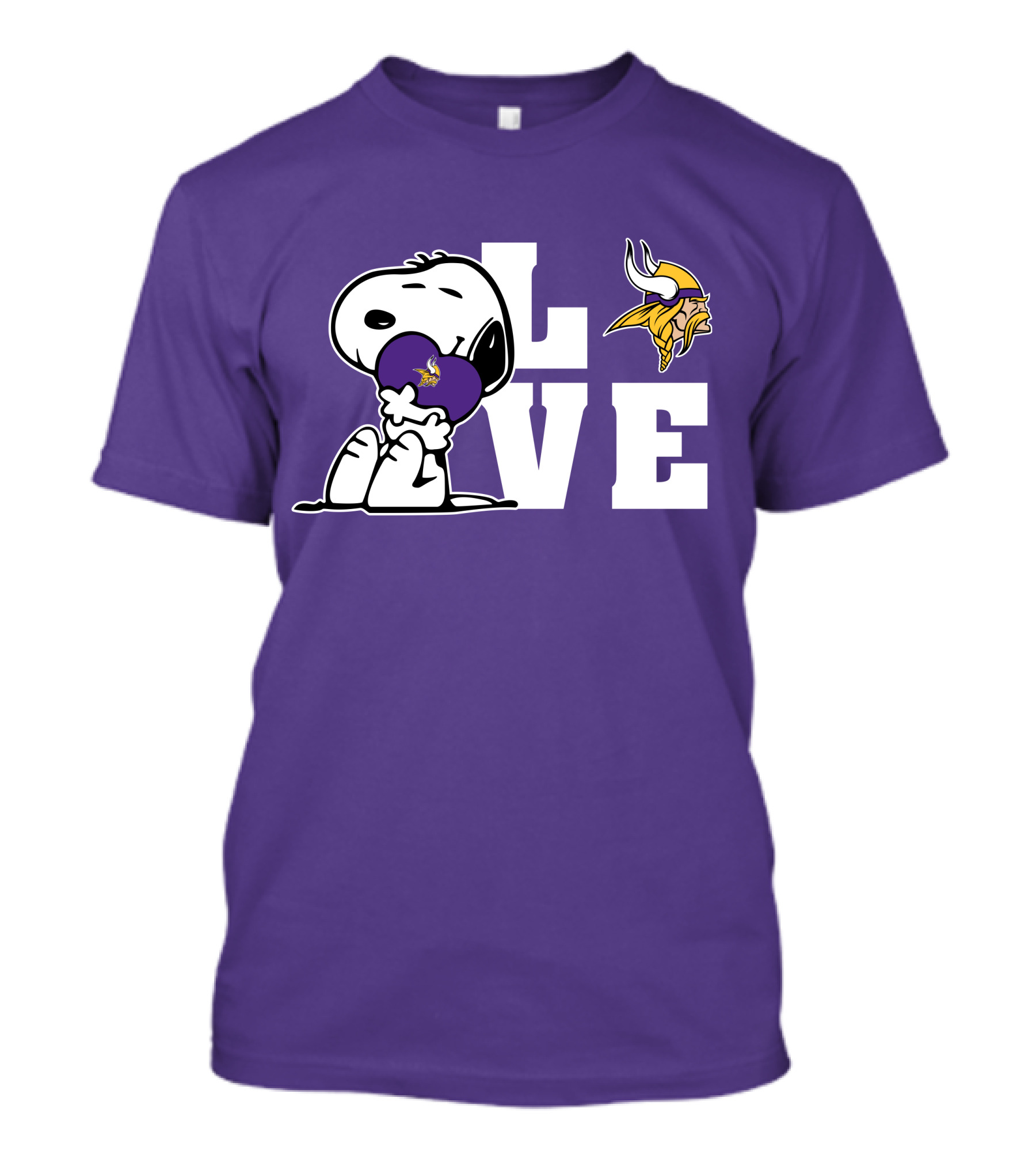 Snoopy Love Minnesota Vikings Logo Heart Hug T-Shirt