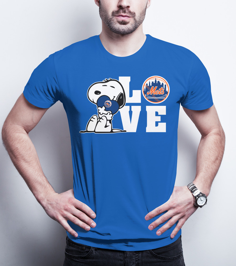 Snoopy Love Mets Baseball New York Peanuts Fan Gear T-Shirt