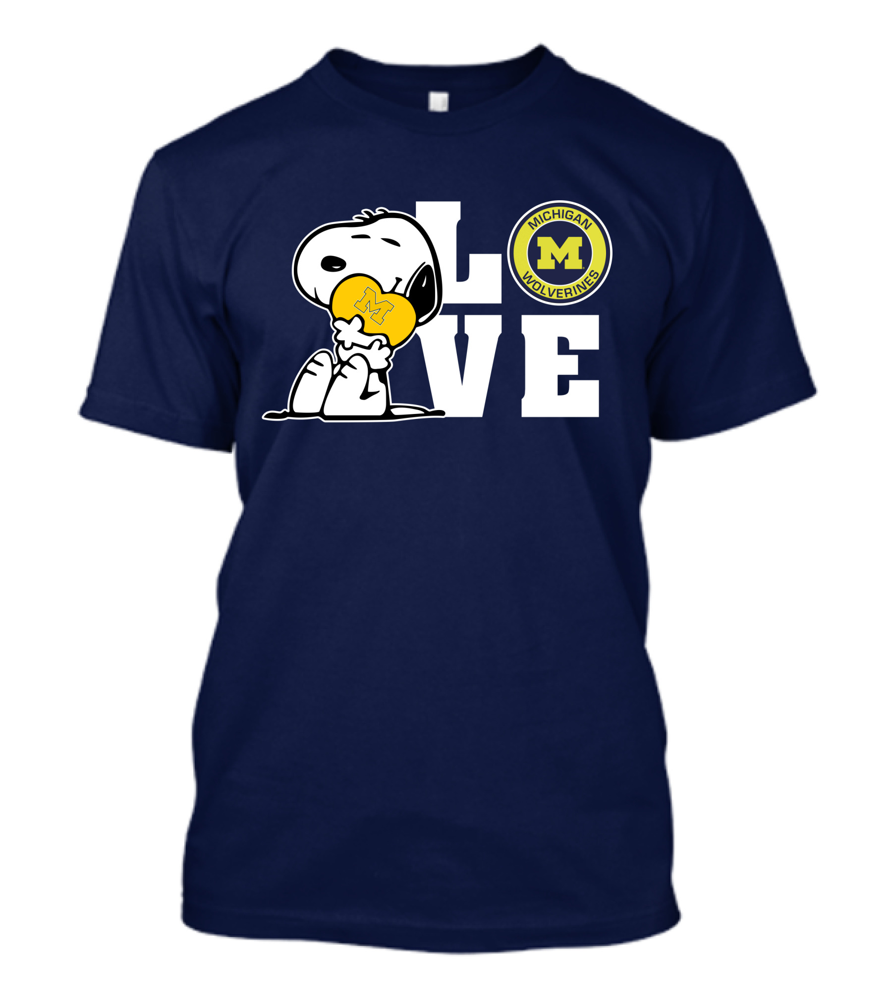 Snoopy Love Michigan Wolverines Peanuts Football T-Shirt