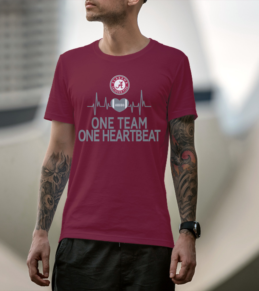 Alabama Crimson Tide One Team One Heartbeat Football Heartbeat T-Shirt