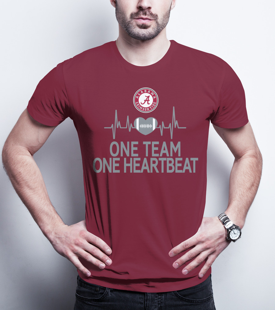 Alabama Crimson Tide One Team One Heartbeat Football Heartbeat T-Shirt