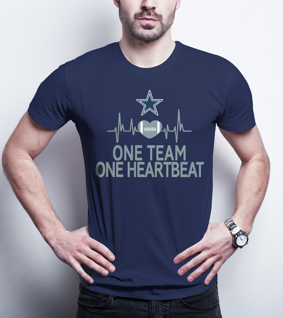 Dallas Cowboys Star Heartbeat Football One Team One Heartbeat T-Shirt