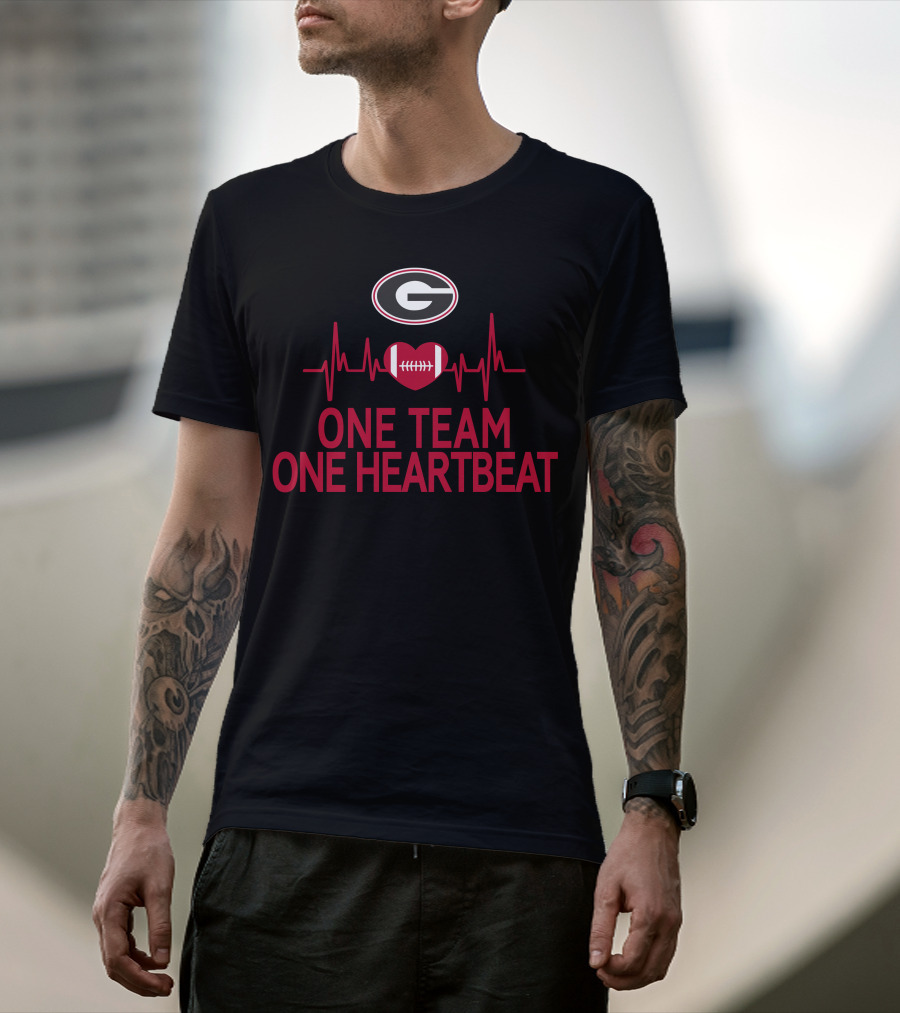 Georgia Bulldogs One Team One Heartbeat Football Heartbeat T-Shirt