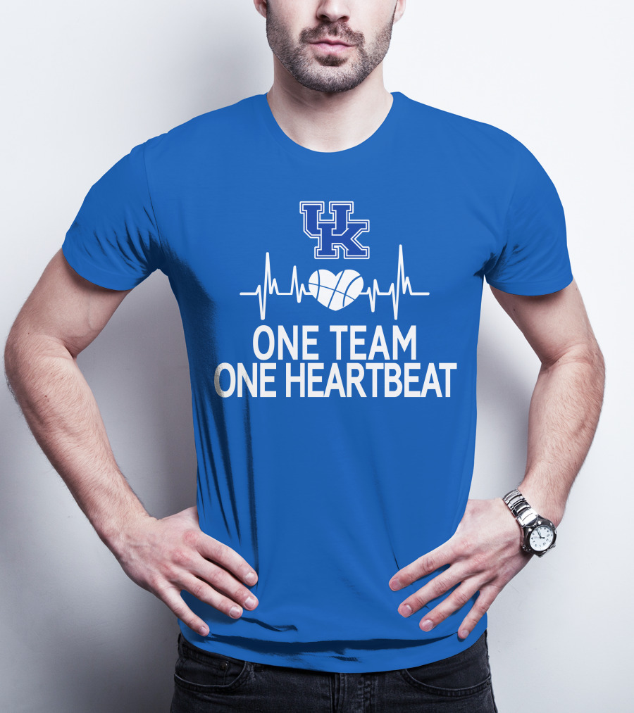 Kentucky Wildcats UK Logo One Team One Heartbeat Basketball Heartbeat T-Shirt