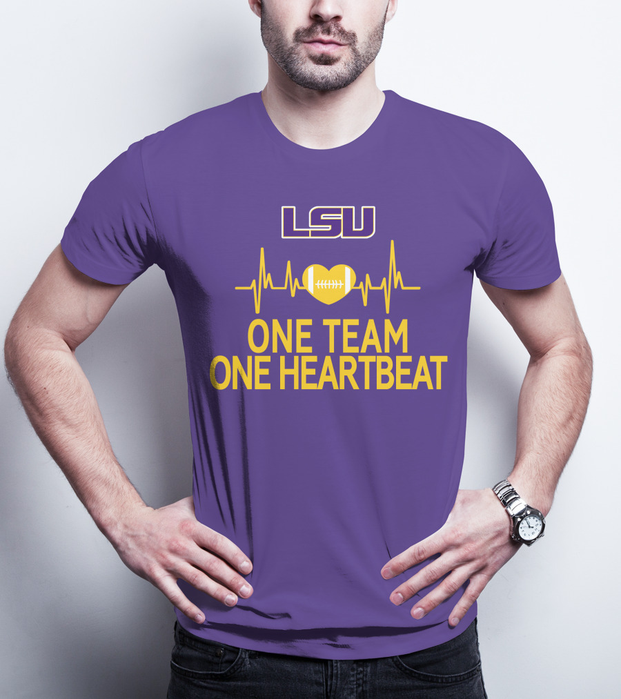 Lsu Tigers One Team One Heartbeat Football Heartbeat T-Shirt