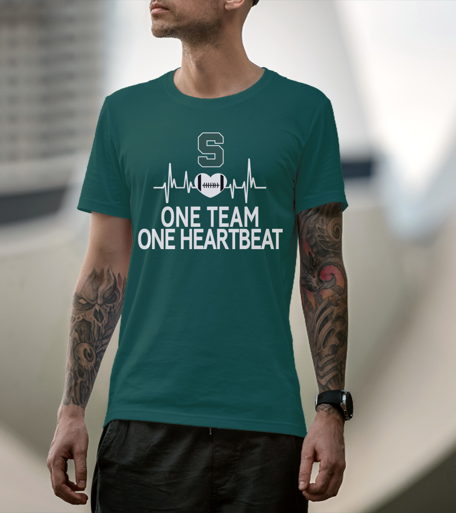 Michigan State Spartans S Logo Football Heartbeat One Team One Heartbeat T-Shirt