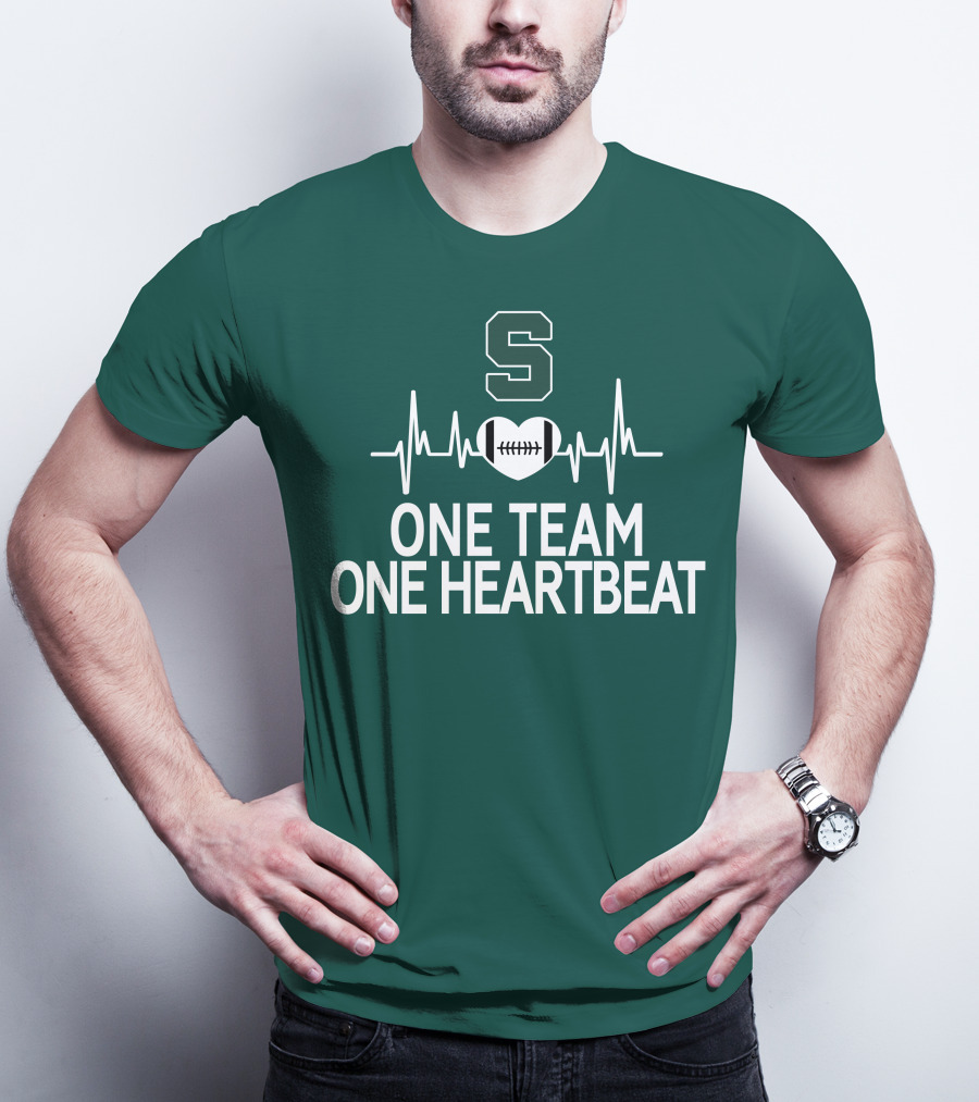 Michigan State Spartans S Logo Football Heartbeat One Team One Heartbeat T-Shirt