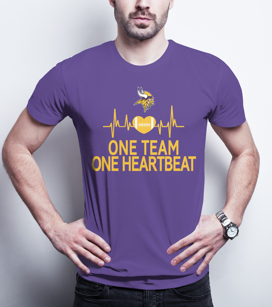Minnesota Vikings One Team One Heartbeat Football Heartbeat T-Shirt