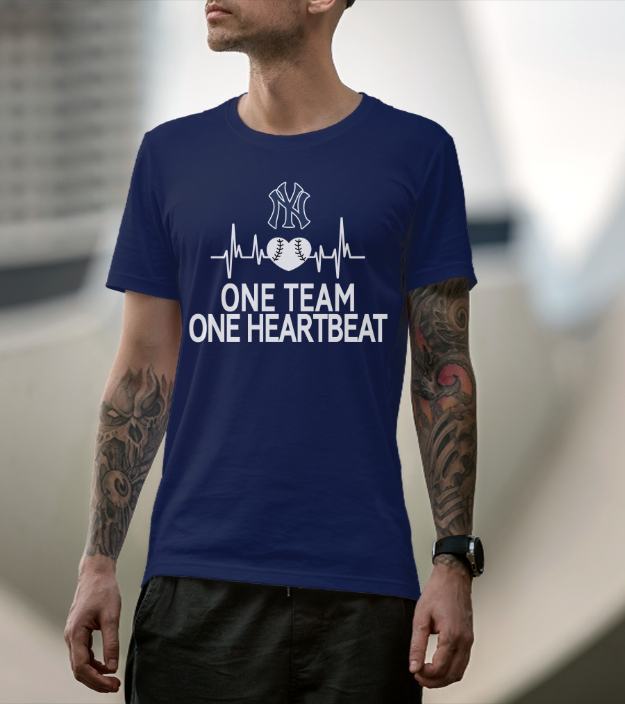 New York Yankees One Team One Heartbeat Baseball Heartbeat T-Shirt