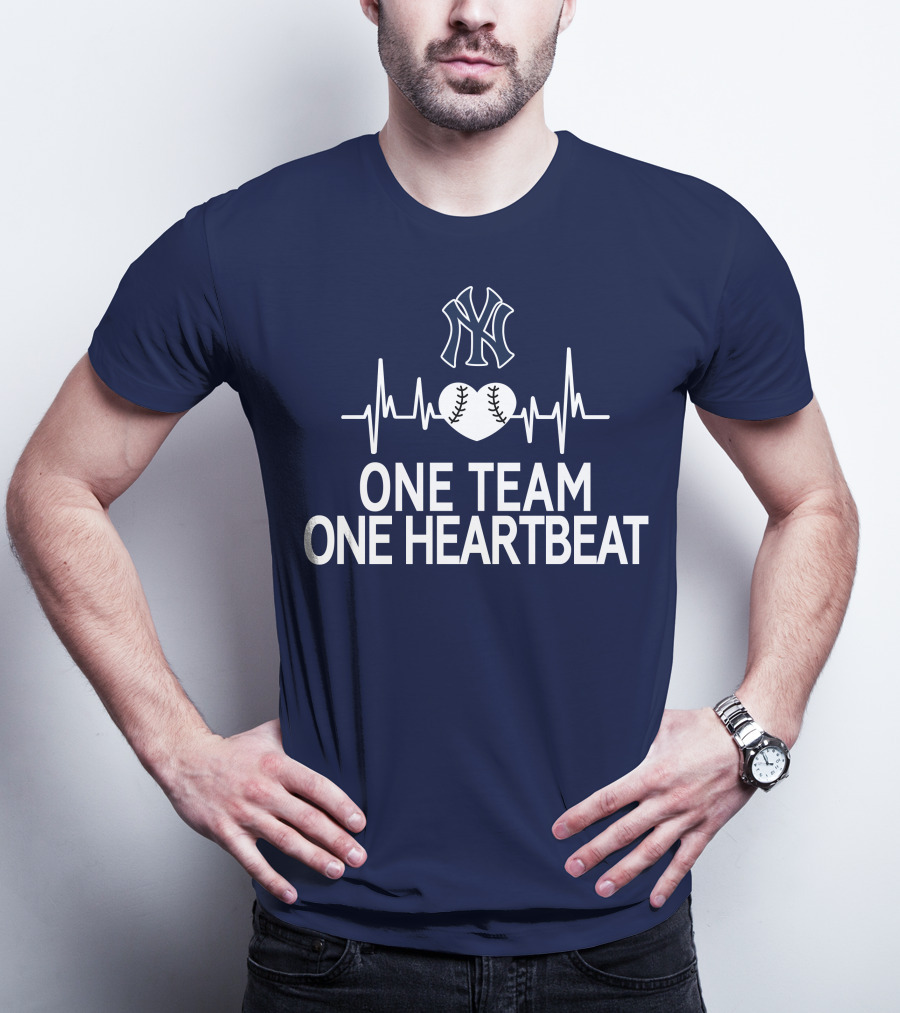 New York Yankees One Team One Heartbeat Baseball Heartbeat T-Shirt