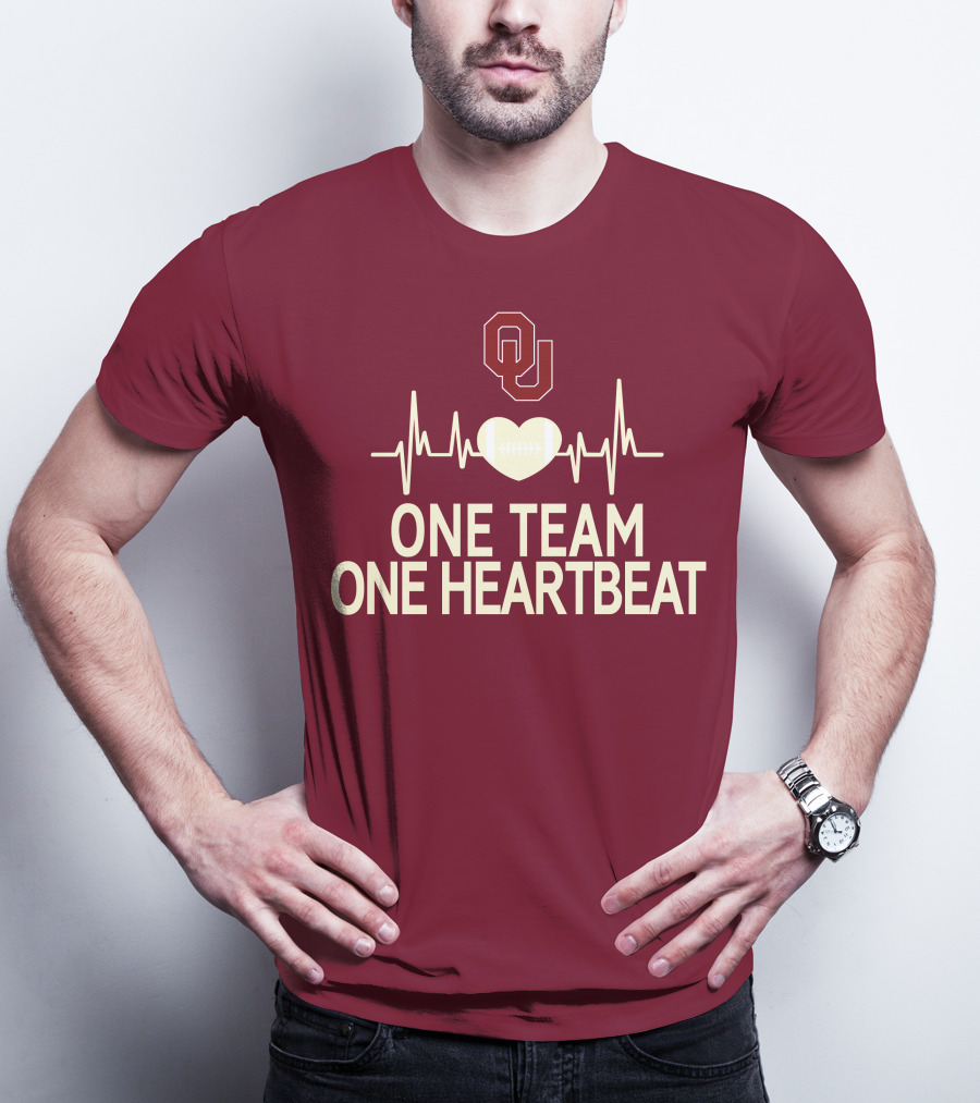 Oklahoma Sooners Football Heartbeat One Team One Heartbeat T-Shirt