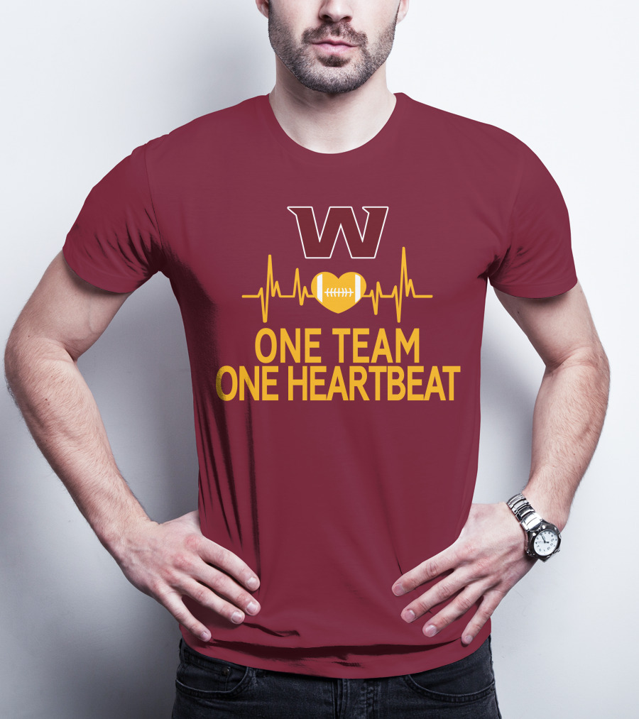 Washington Football Team W One Team One Heartbeat Football Heartbeat T-Shirt