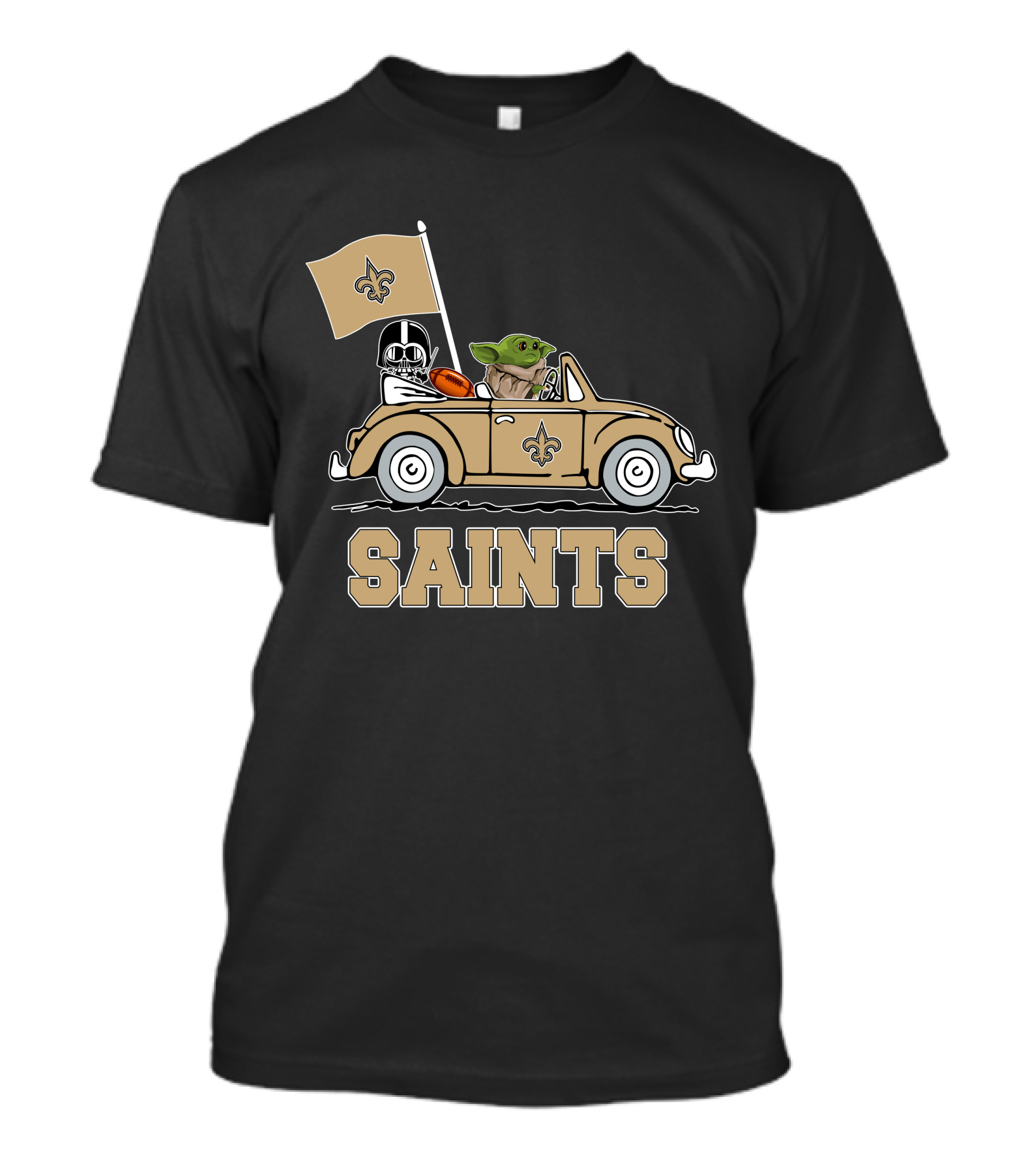 New Orleans Saints Darth Vader Baby Yoda Car Star Wars Driving T-Shirt