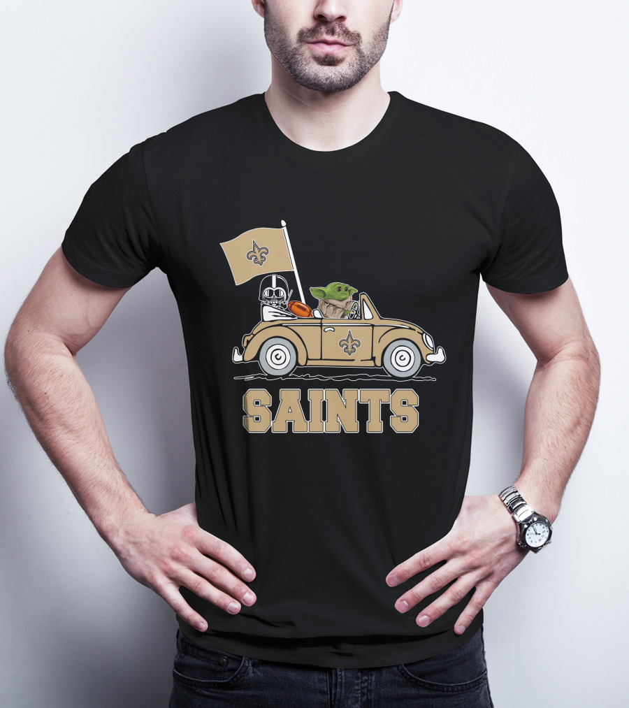 New Orleans Saints Darth Vader Baby Yoda Car Star Wars Driving T-Shirt