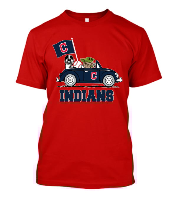 Cleveland Indians Baby Yoda Darth Vader Car Star Wars T-Shirt