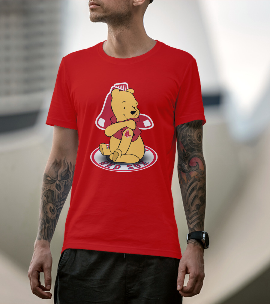Boston Red Sox Winnie The Pooh Hugging Baseball T-Shirt