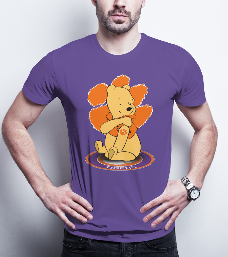 Clemson Tigers Winnie The Pooh Paw Prints T-Shirt