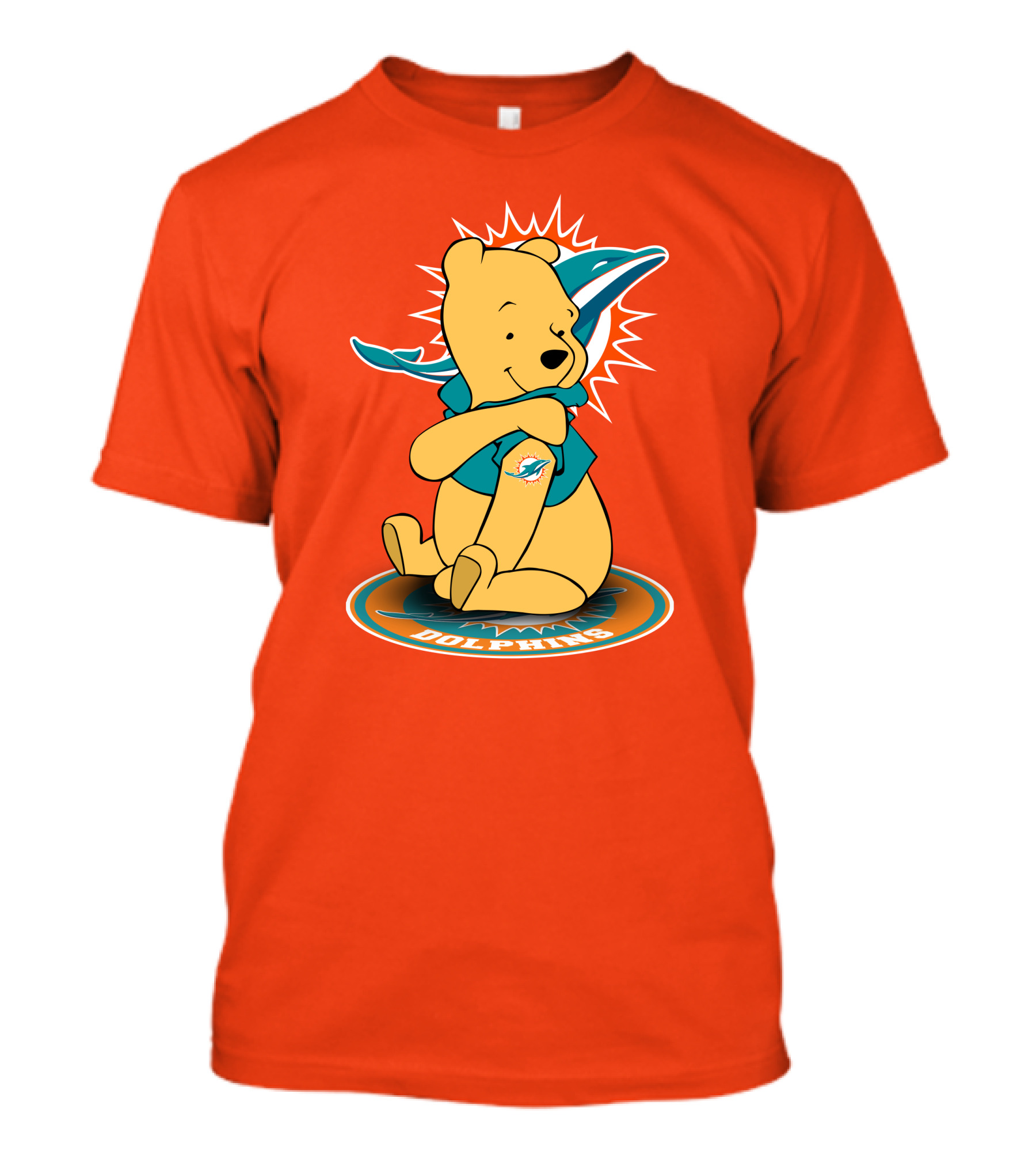 Miami Dolphins Winnie The Pooh NFL Football Crossover T-Shirt