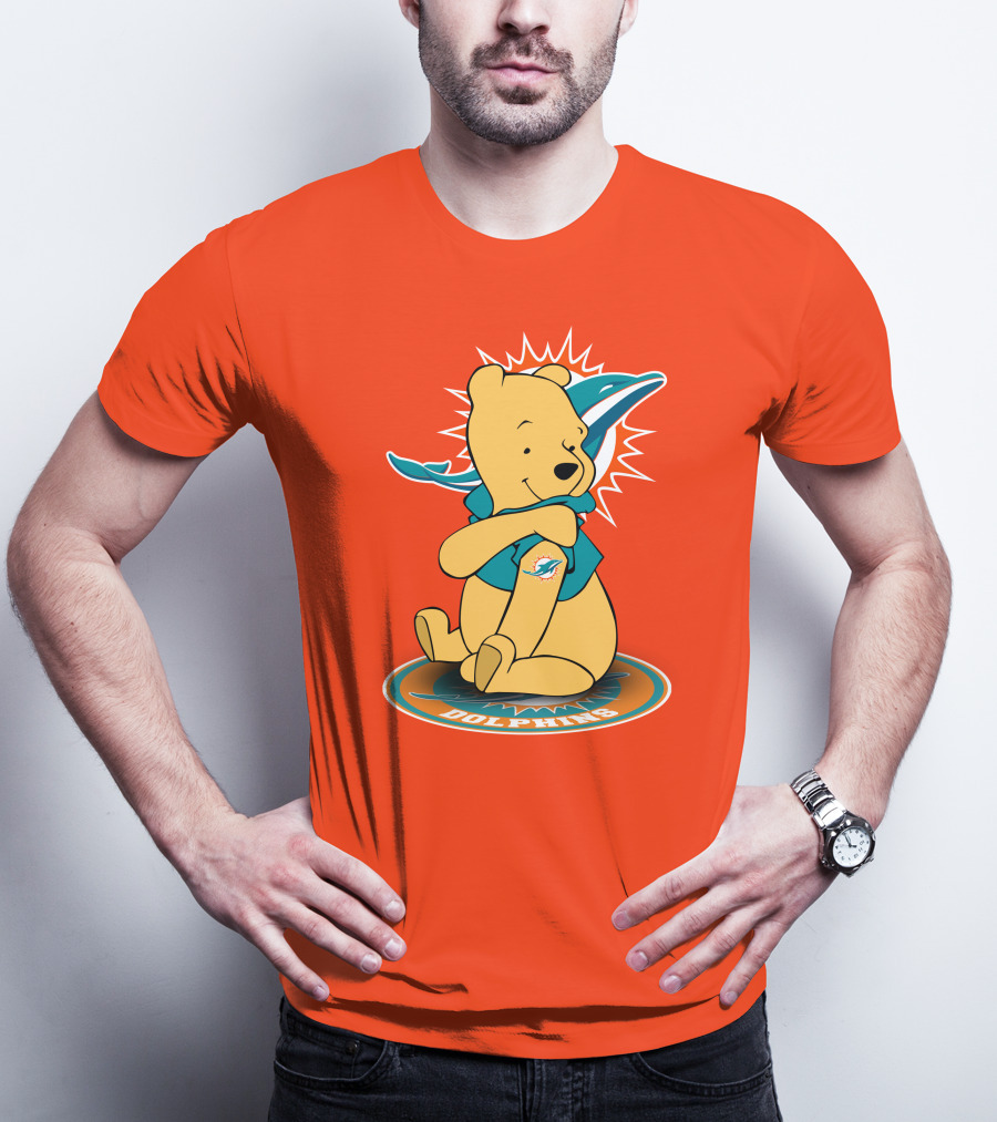 Miami Dolphins Winnie The Pooh NFL Football Crossover T-Shirt