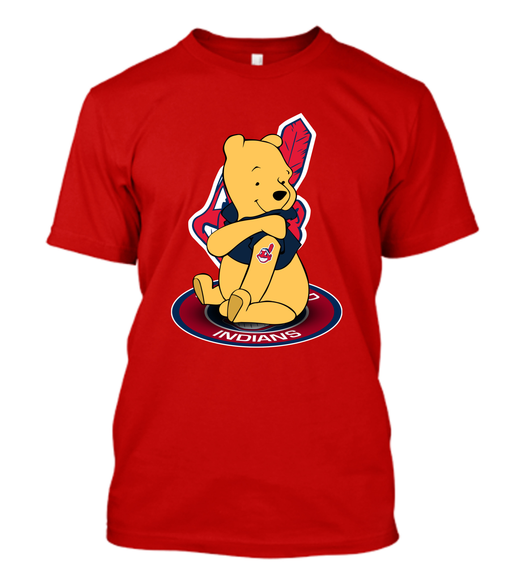 Winnie The Pooh Cleveland Indians Baseball Team Crossover T-Shirt