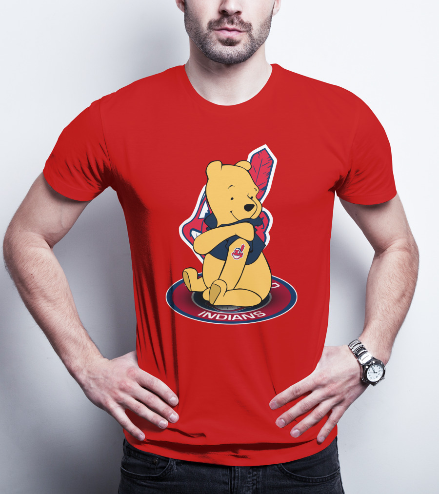 Winnie The Pooh Cleveland Indians Baseball Team Crossover T-Shirt