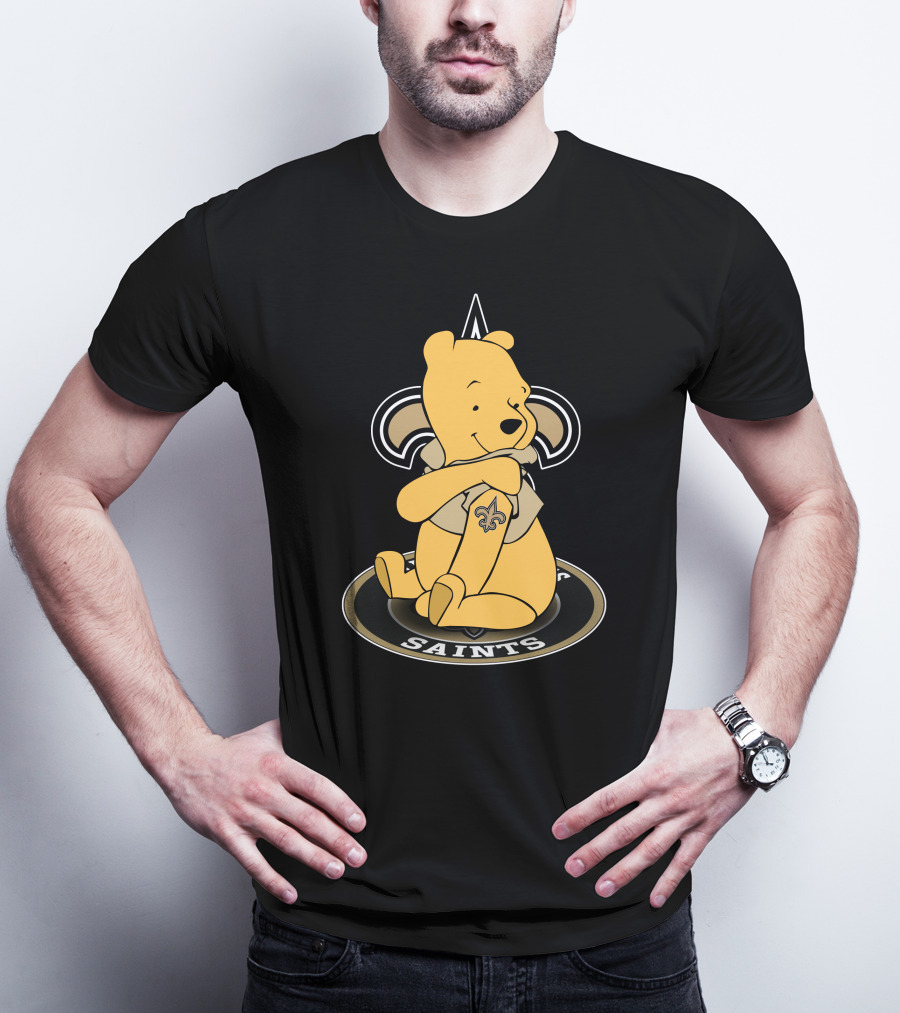 New Orleans Saints Winnie The Pooh Fan Logo Fusion T-Shirt