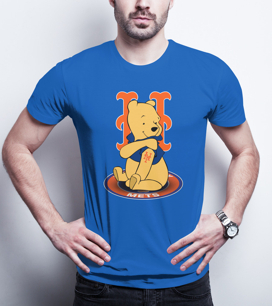 New York Mets Winnie The Pooh MLB Character Crossover T-Shirt