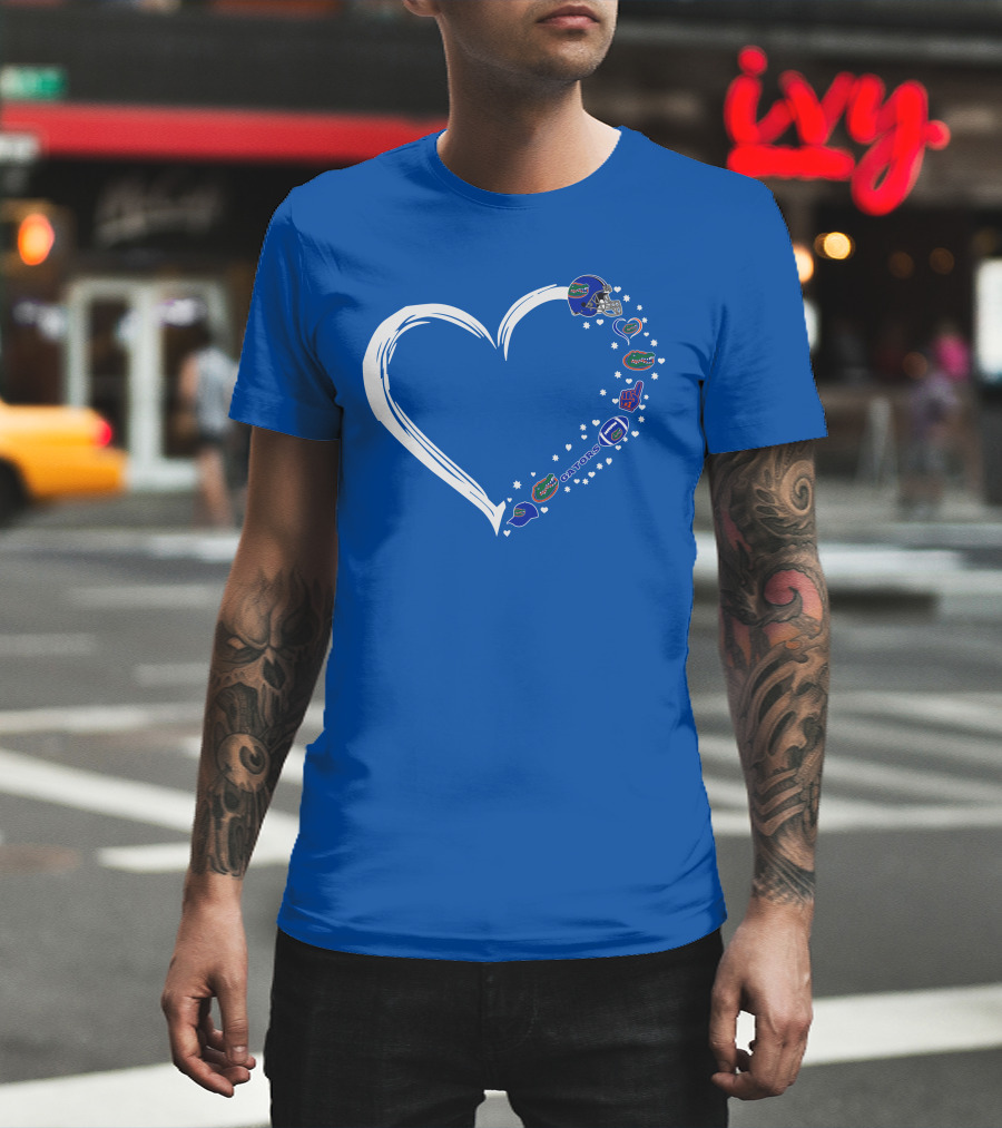 Florida Gators Love Heart Helmet Fan Symbols T-Shirt