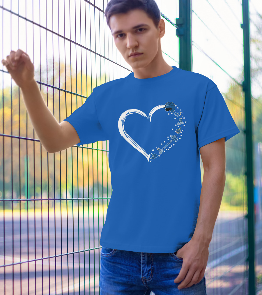 Kansas City Royals Heart Logo Fan Stars And Helmets T-Shirt