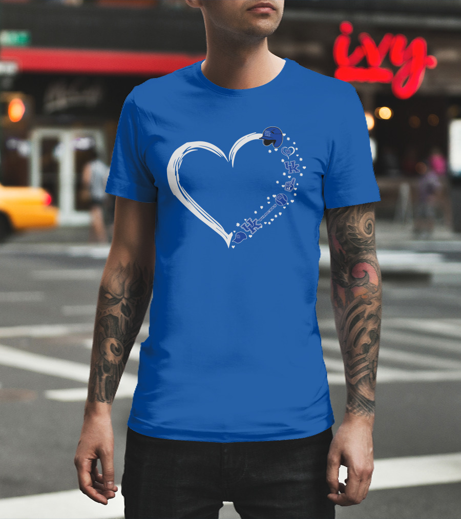 Heart-Shaped Kentucky Wildcats #1 Fan Symbol With UK Logos And Sports Icons T-Shirt