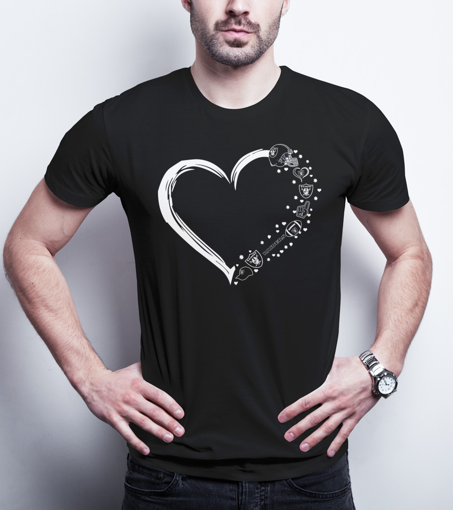 Las Vegas Raiders Heart Logo And Helmet Fan T-Shirt