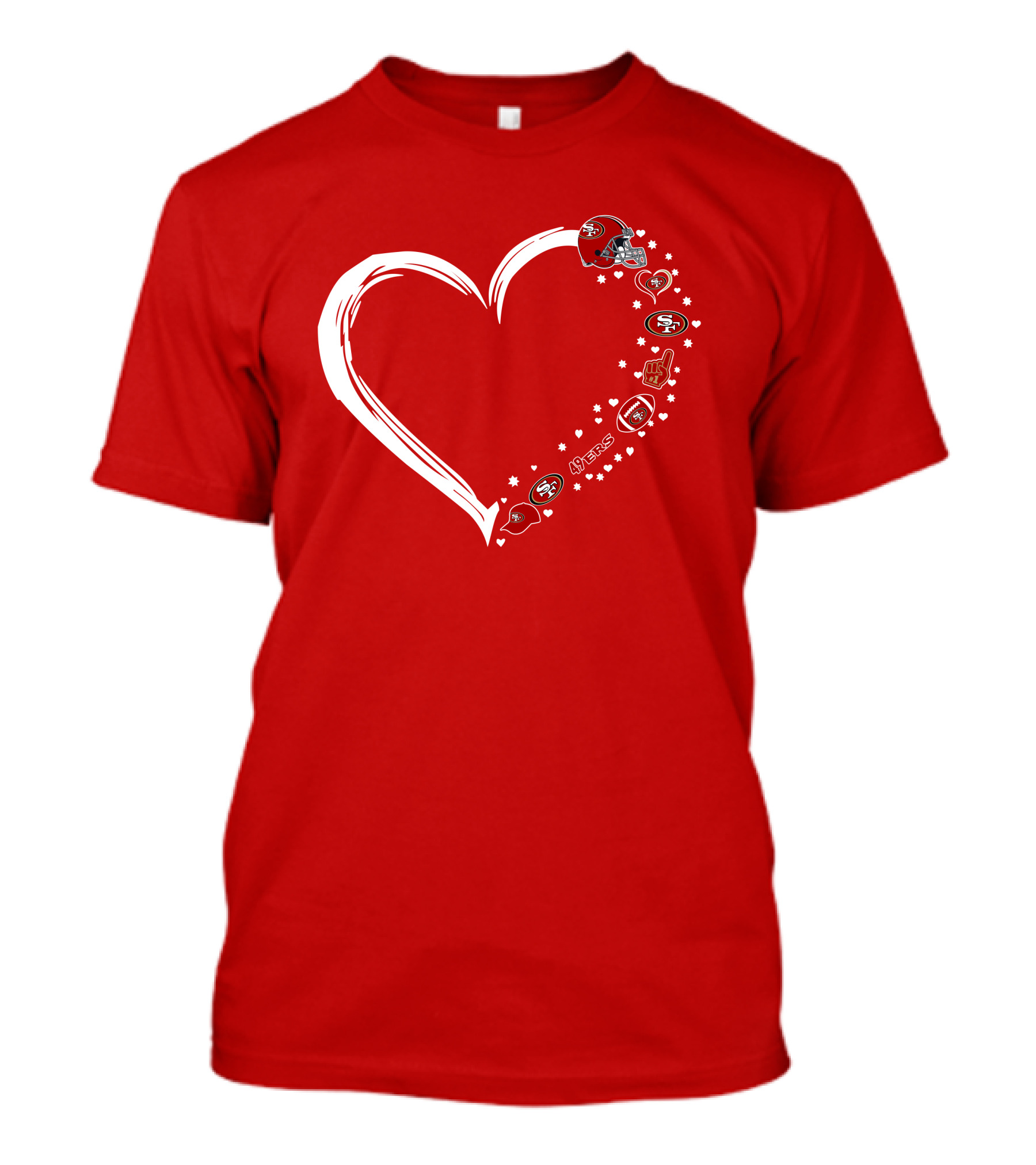 San Francisco 49ers Heart Design With Helmet T-Shirt
