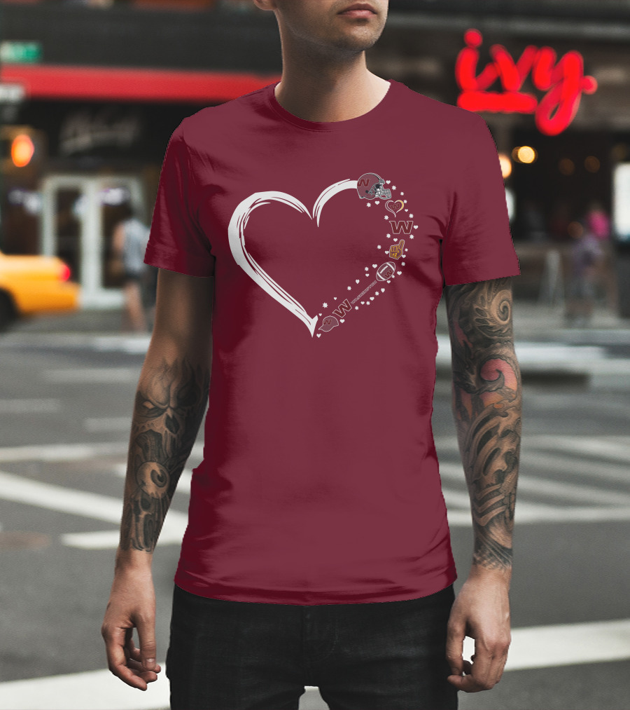Washington Football Team Heart Helmet Fan W Love #1 T-Shirt