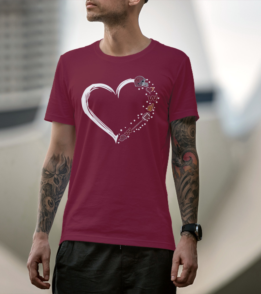 Washington Football Team Heart Helmet Fan W Love #1 T-Shirt