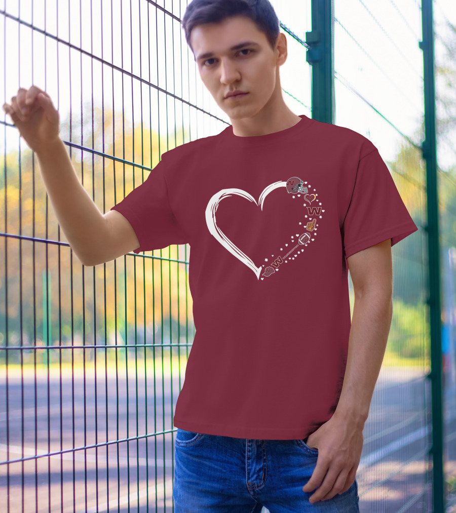 Washington Football Team Heart Helmet Fan W Love #1 T-Shirt