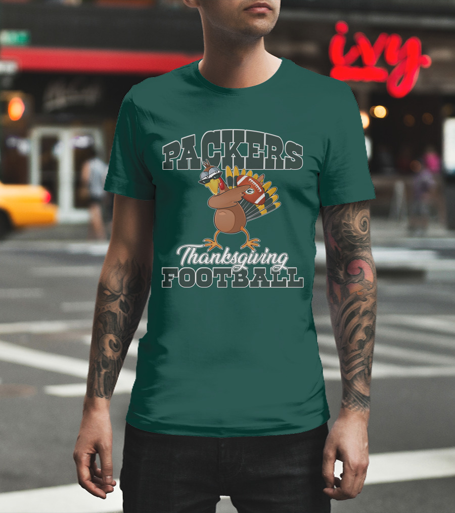 Packers Thanksgiving Football Turkey With Sunglasses T-Shirt